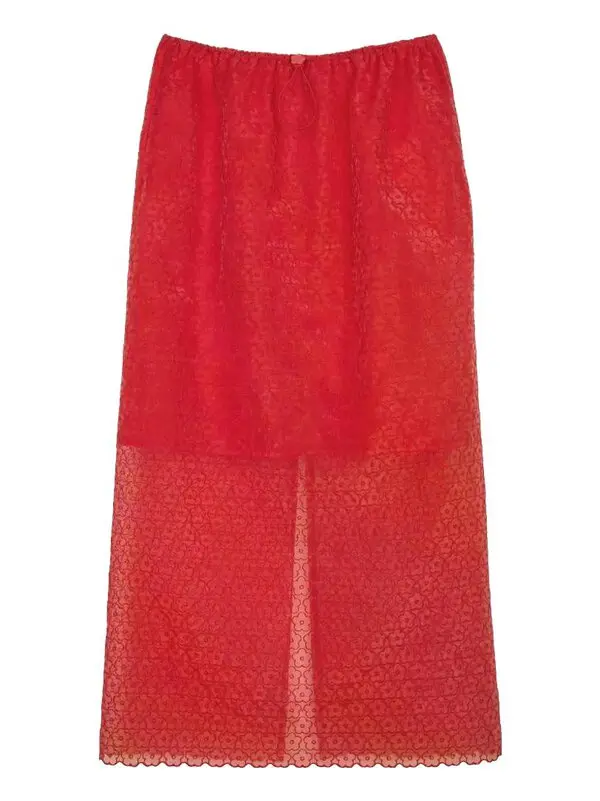 Cecilie Bahnsen Bala Floral-lace Midi Skirt - Red
