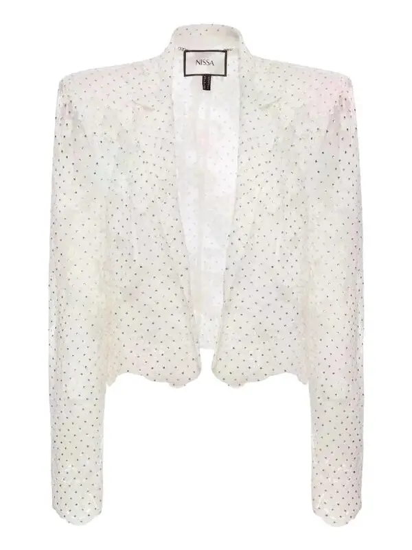 NISSA Embellished Lace Blazer - White