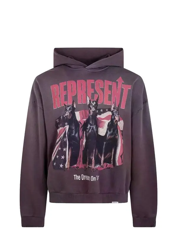 REPRESENT Graphic-print Cotton Hoodie - Black