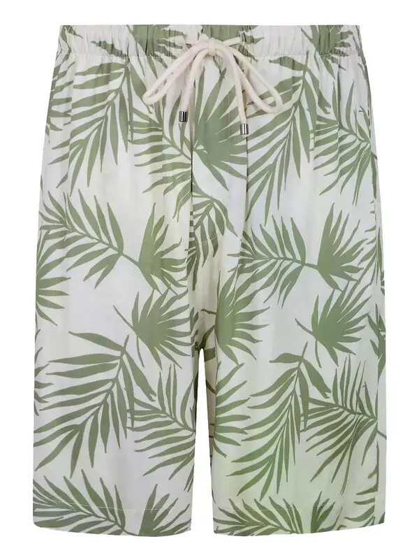 LANEUS Palm-leaf Print Shorts - White