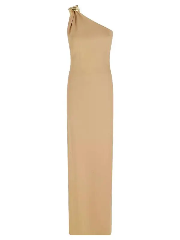 Elisabetta Franchi One-shoulder Dress With Hardware Detail - Neutrals