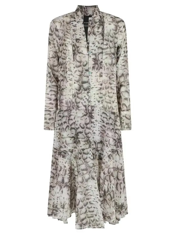 Pinko Snakeskin-print Tiered Dress - Neutrals