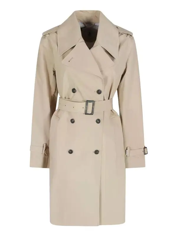 SAVE THE DUCK Double-breasted Belted Trench Coat - Neutrals