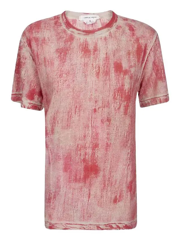 Comme Des Garçons Distressed-effect Linen T-shirt - Red