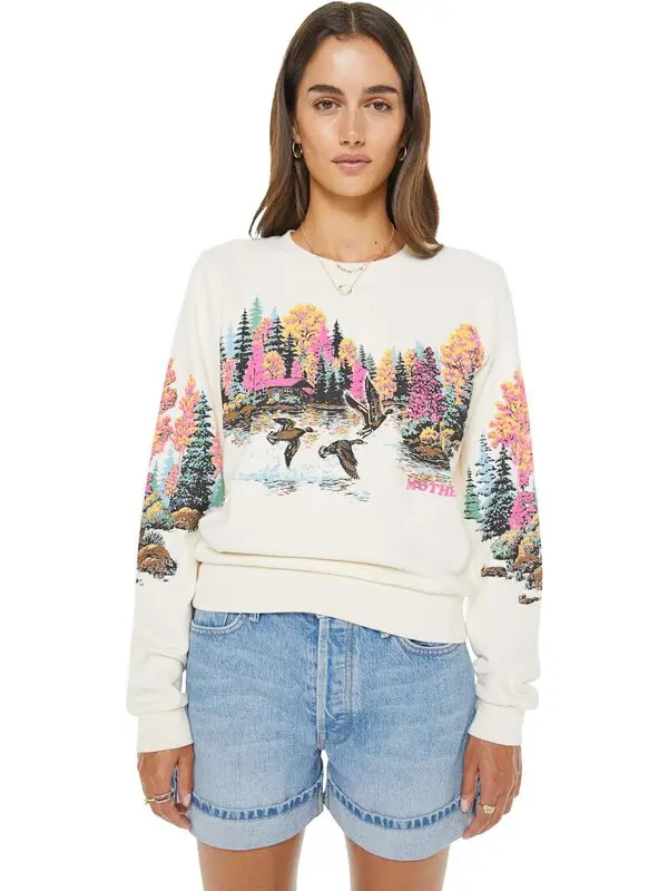 MOTHER The Camper Lake Scene Sweatshirt - Pink