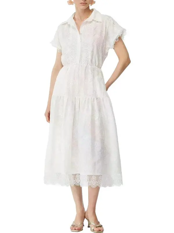 Waimari Aura Lace Tiered Dress - White