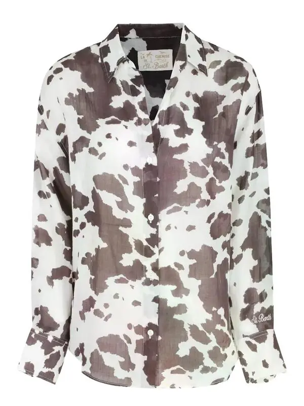 MC2 SAINT BARTH Cristal Cow-print Shirt - White