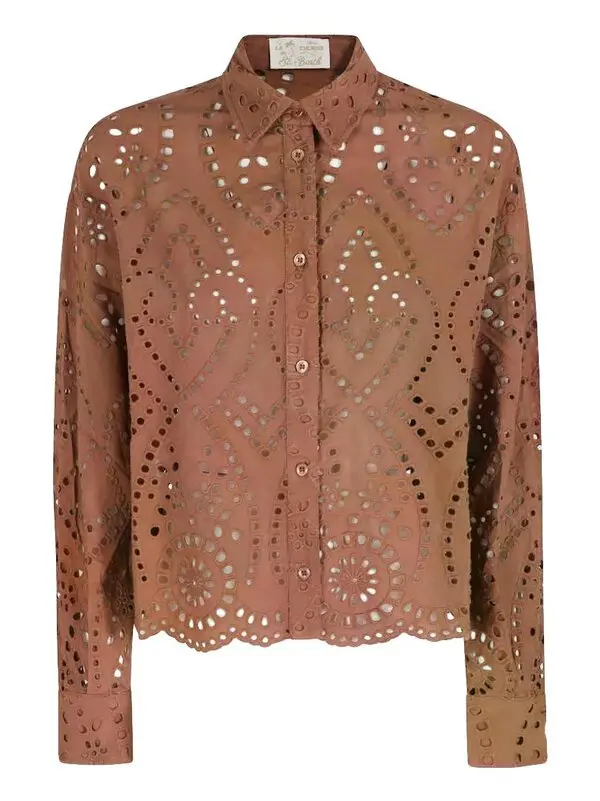 MC2 SAINT BARTH Oriane Broderie Anglaise Shirt - Brown