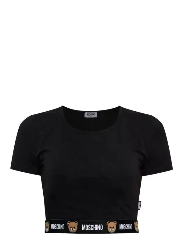 Moschino Logo-print Cropped T-shirt - Black