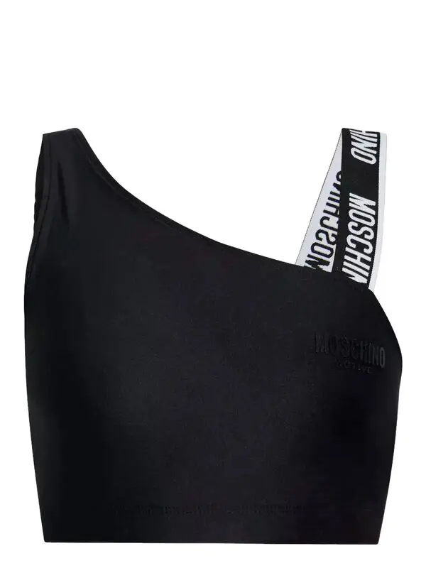 Moschino Logo One-shoulder Sports Top - Black