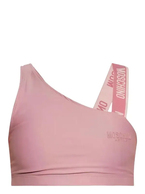 Moschino Asymmetric Logo-strap Top - Pink