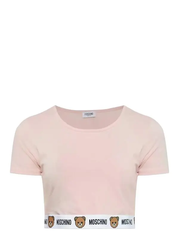 Moschino Logo-print Cropped T-shirt - Pink