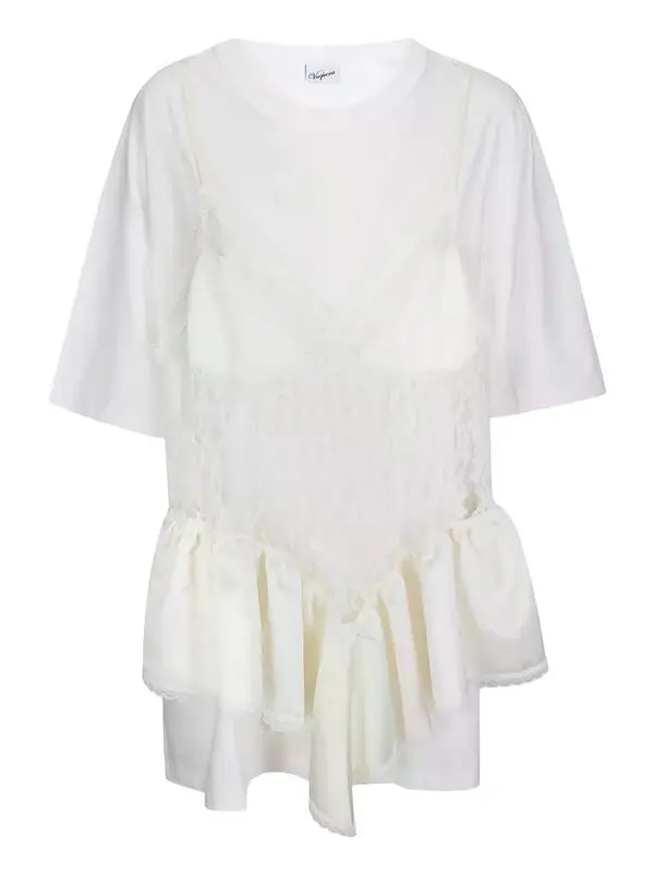 Vaquera Lace-overlay Ruffled T-shirt - White