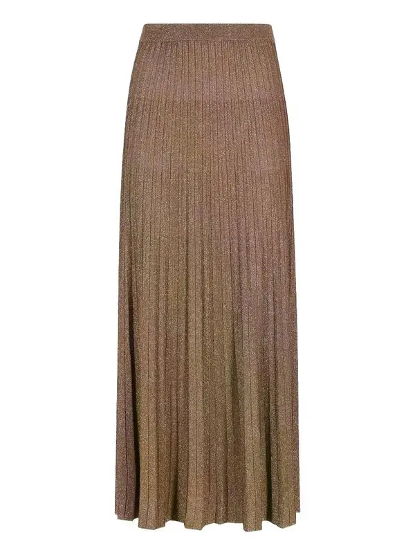 ROBERTO COLLINA Pleated Metallic-effect Skirt - Brown