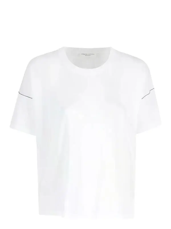 ROBERTO COLLINA Contrast-stitch Dropped-shoulder T-shirt - White