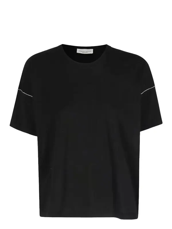 ROBERTO COLLINA Piping-detail Dropped-shoulder T-shirt - Black