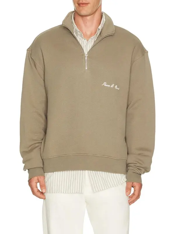 MUSEUM OF PEACE & QUIET Signature Quarter Zip In Brown - Sepia
