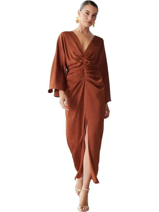 SAVEL Deliliah Midi Dress - Rust