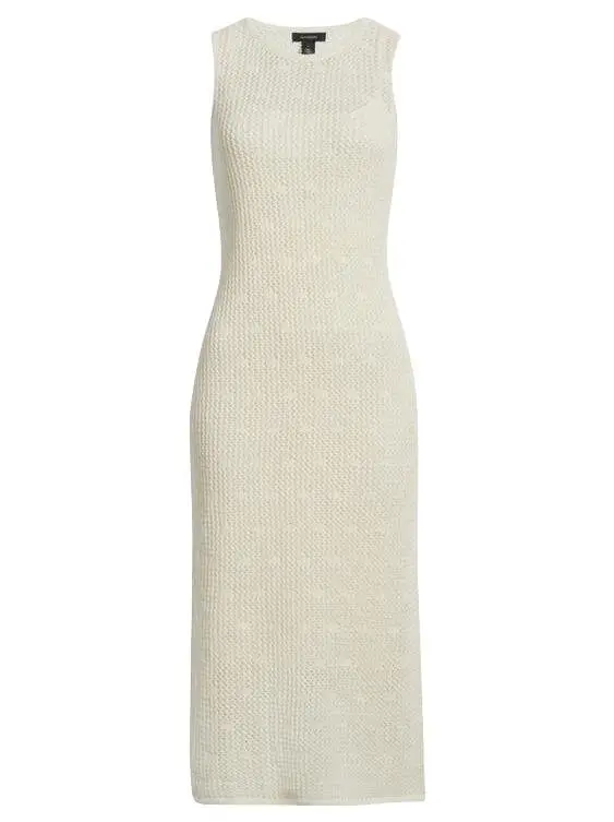 Halogen Open Stitch Cotton Blend Midi Dress - Eggnog