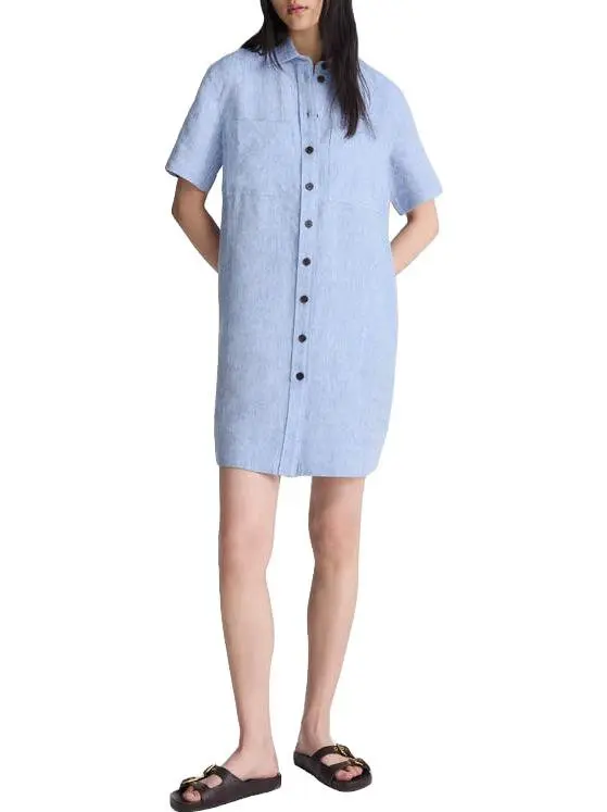 Madewell Relaxed Linen Mini Shirtdress - Sunfaded Blue