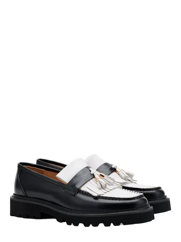 MARC NOLAN Journey Kiltie Fringe Loafer - Black/white
