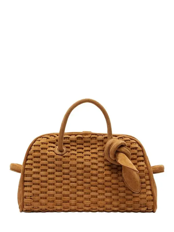 Jacquemus Turismo Small Woven Suede Bowling Bag - Brown