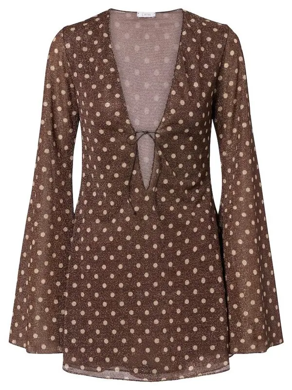 Oseree Lumière Polka-dot Mini Dress - Brown