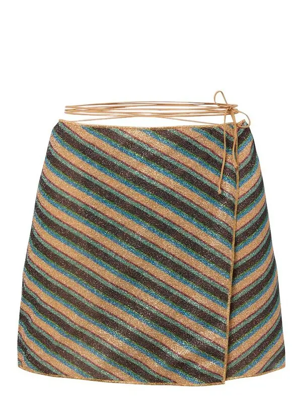 Oseree Lumière Striped Wrap Skirt - Multicoloured