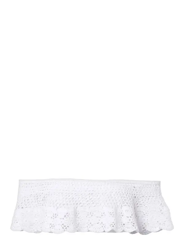 Anna Kosturova Crochet Off-shoulder Crop Top - White