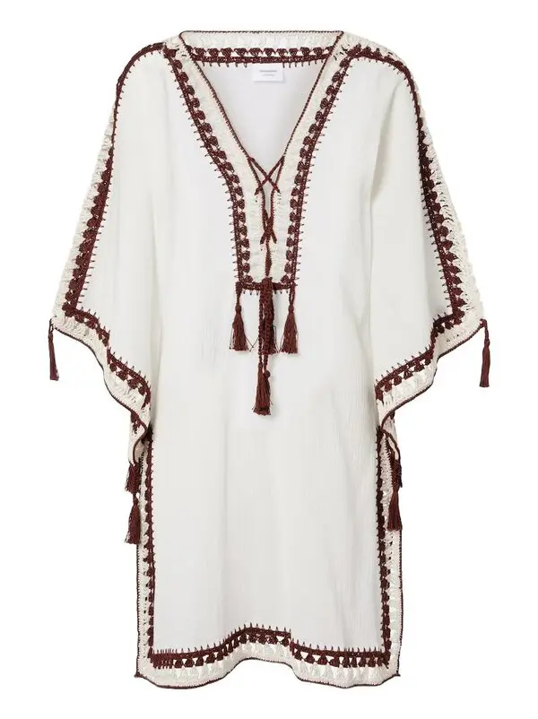 Anna Kosturova Crochet Cotton Kaftan - White
