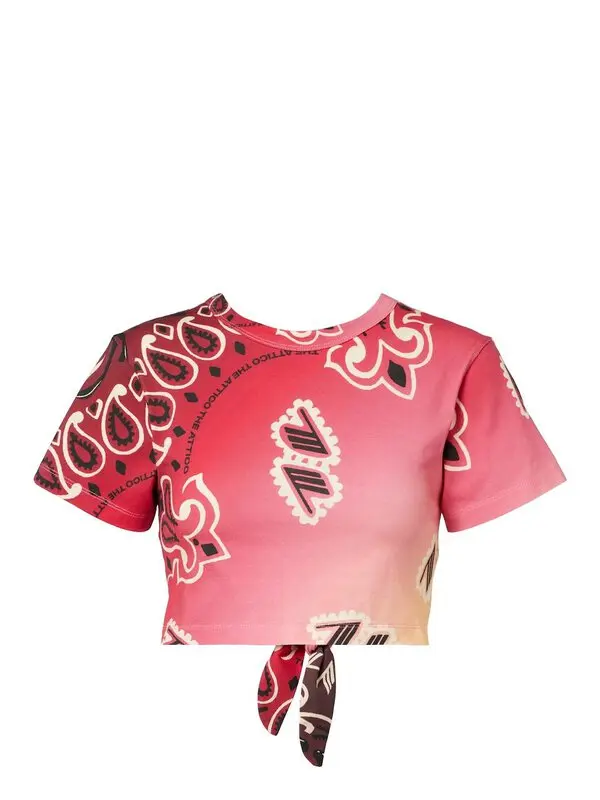 Attico Printed Cotton Crop Top - Multicoloured