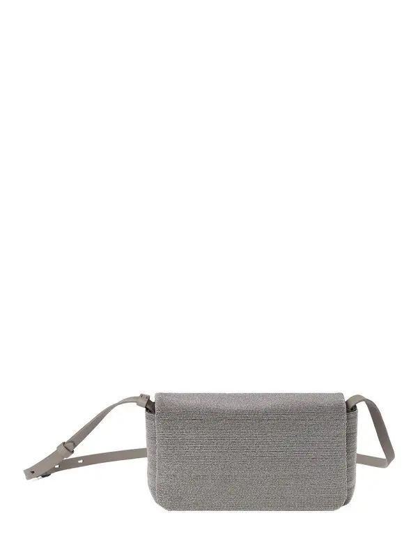 Brunello Cucinelli Precious Flap Bag In Grained Leather - Lignite Grey