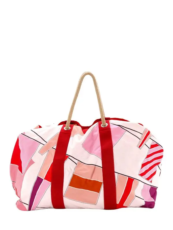 Hermès Drapeaux Au Vent Bag Printed Canvas Large - Red