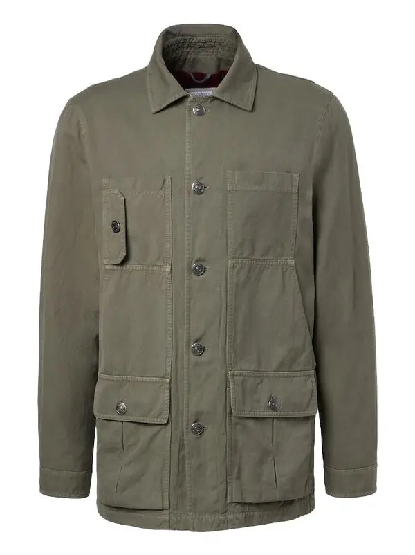Brunello Cucinelli Cotton And Linen Field Jacket - Green