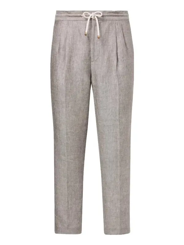 Brunello Cucinelli Hemp And Linen Tapered Pants - Grey
