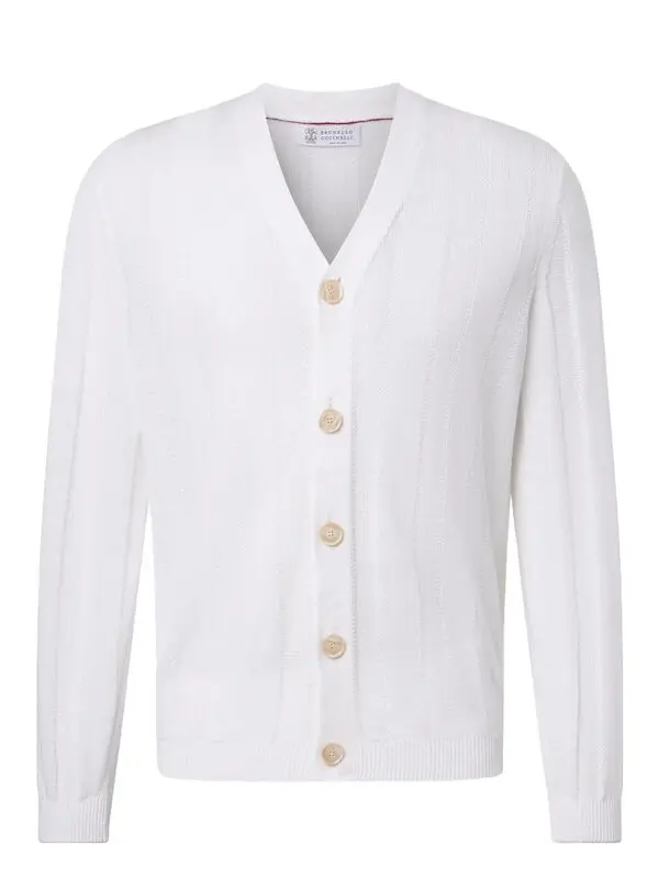 Brunello Cucinelli Cotton And Linen Cardigan - White