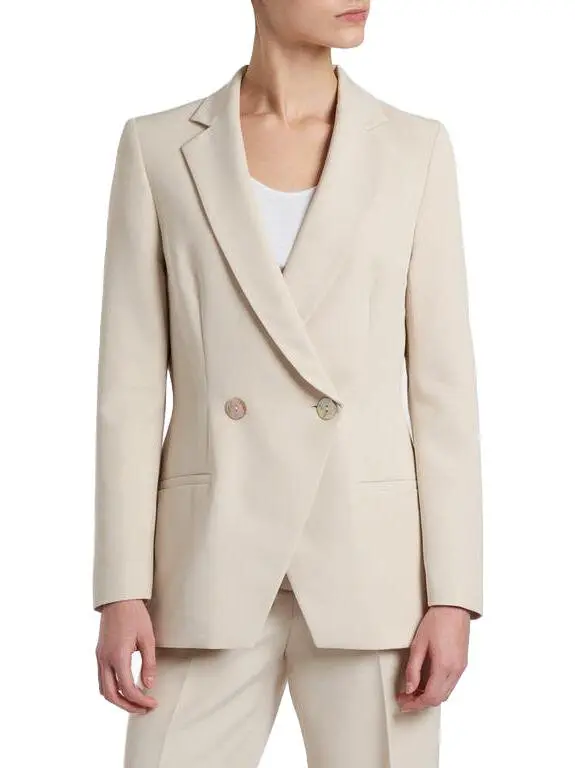 Santorelli Rowan Double-breasted Blazer In Soft Stretch Crepe - Beige