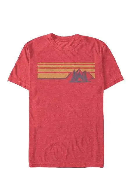 LOST GODS Retro Camping Tent Scene Graphic T-shirt - Red Heather