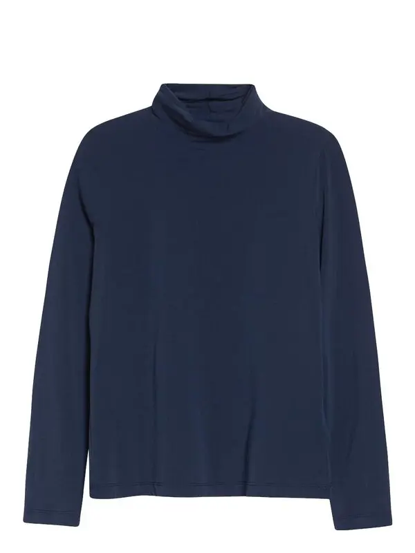 St. John The Nuda Jersey Turtleneck Top - Midnight
