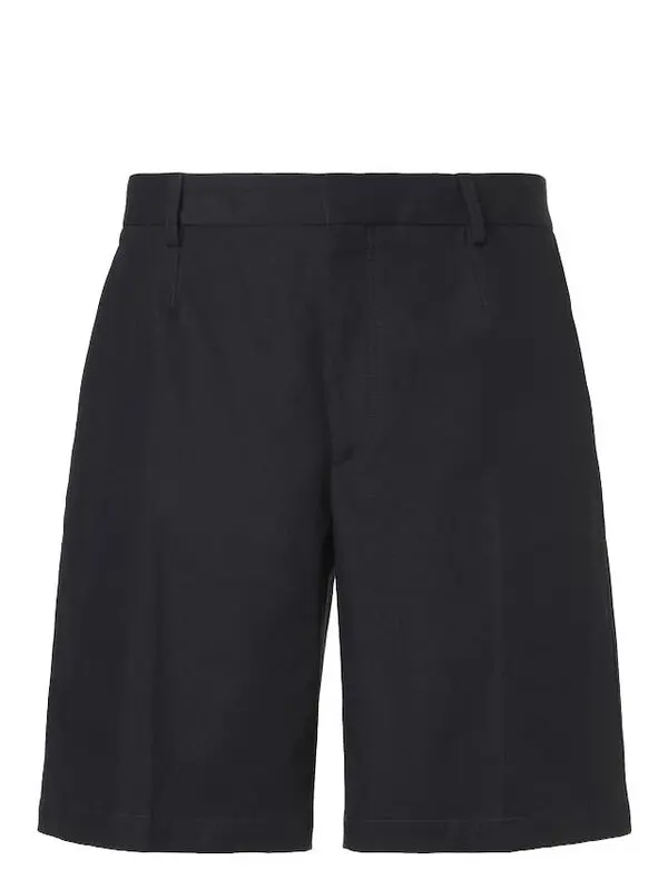 Zegna Cotton And Linen Shorts - Blue