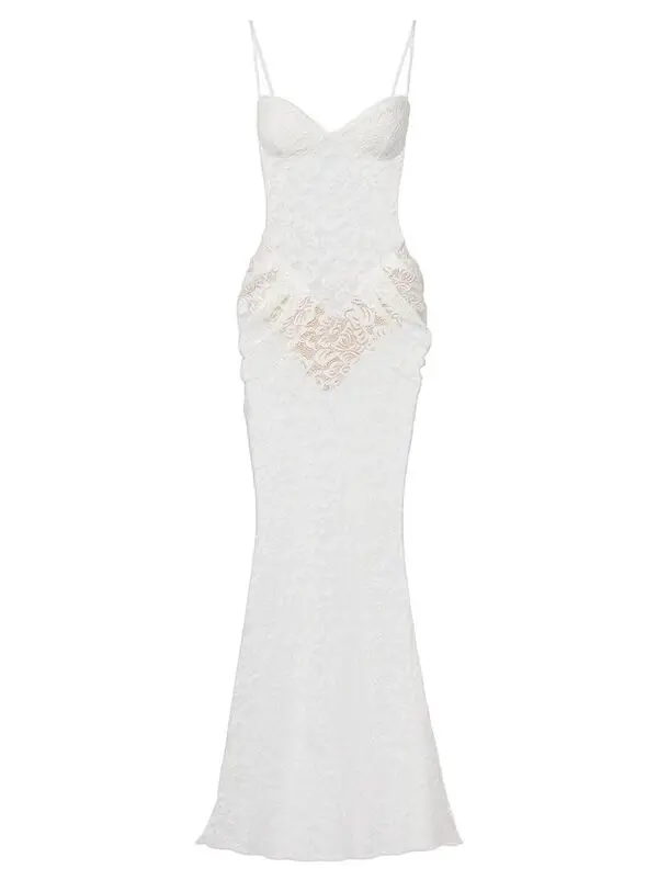 BANANHOT Vecna Sheer Lace Maxi Dress - White