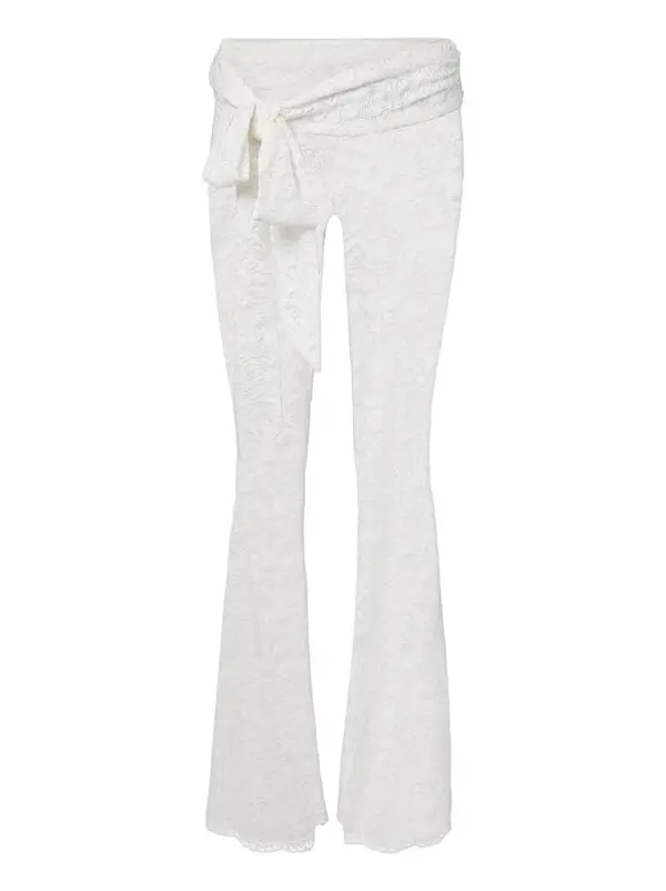 BANANHOT Vecna Sheer Lace Flared Pants - White