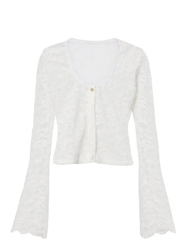 BANANHOT Trista Sheer Lace Cardigan - White
