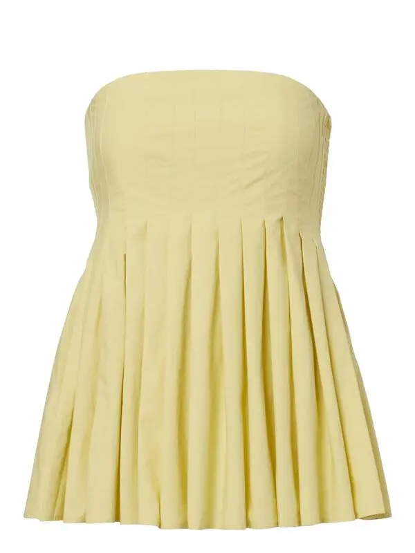 Proenza Schouler White Label Avine Peplum Cotton Top - Yellow