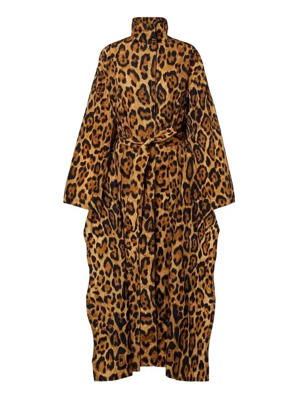 Alaïa Animal-print Taffeta Trench Coat - Brown