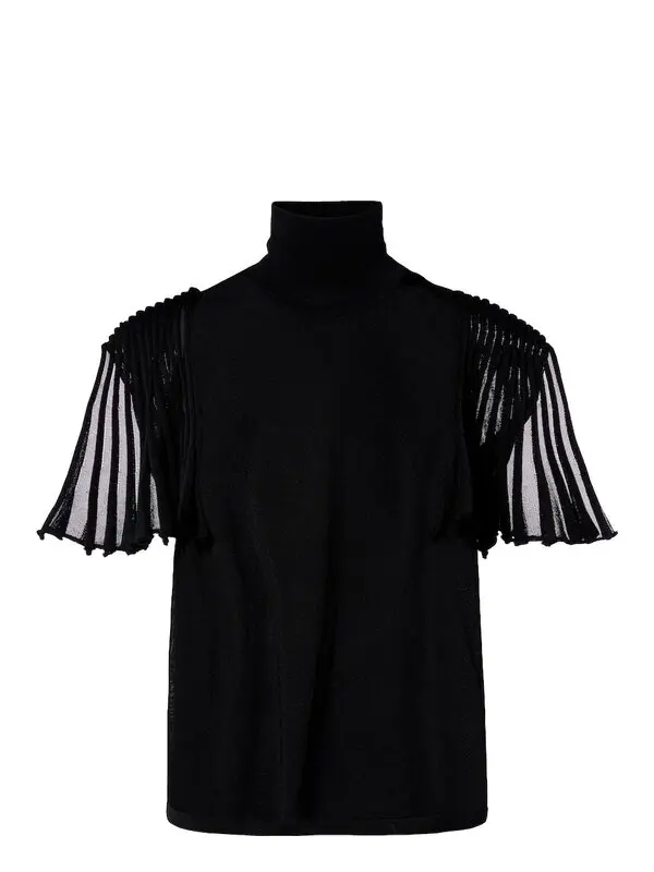 Alaïa Semi-sheer Turtleneck Top - Black
