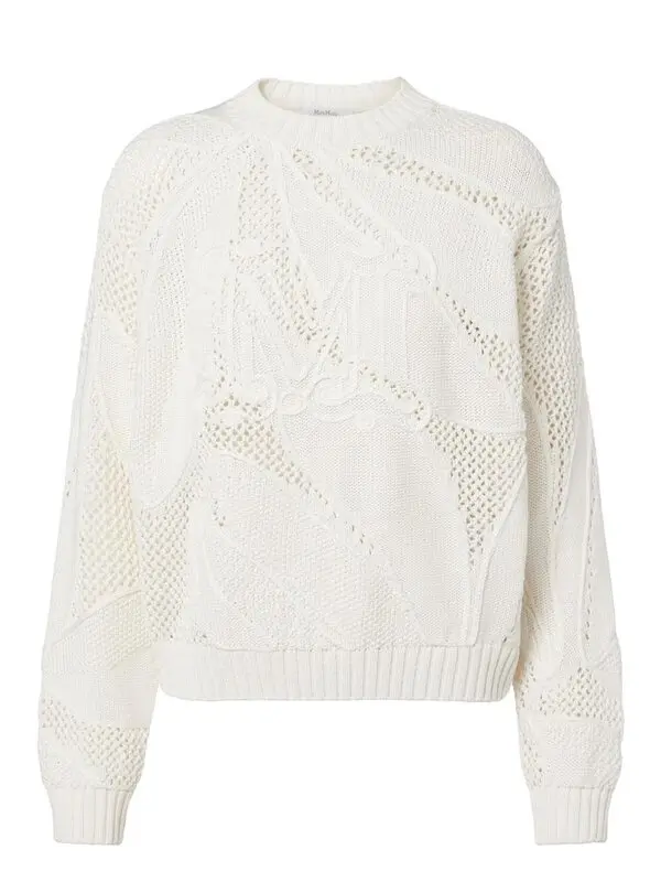 Max Mara Salvo Open-knit Cotton Sweater - White