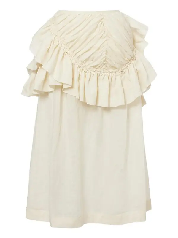 Dries Van Noten Ruffled Ramie Midi Skirt - White