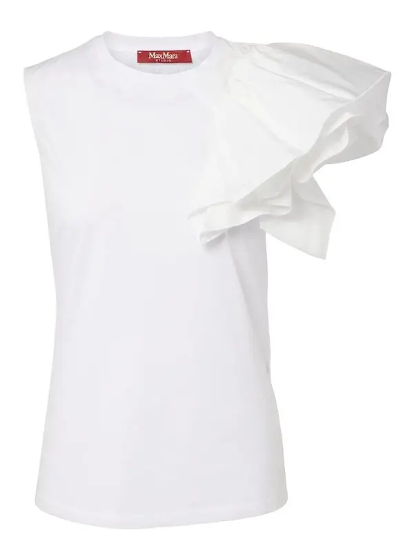 Max Mara Elegante Taglio Cotton Jersey Top - White