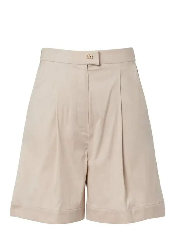 Max Mara Medeola Pleated Cotton-blend Bermuda Shorts - Beige
